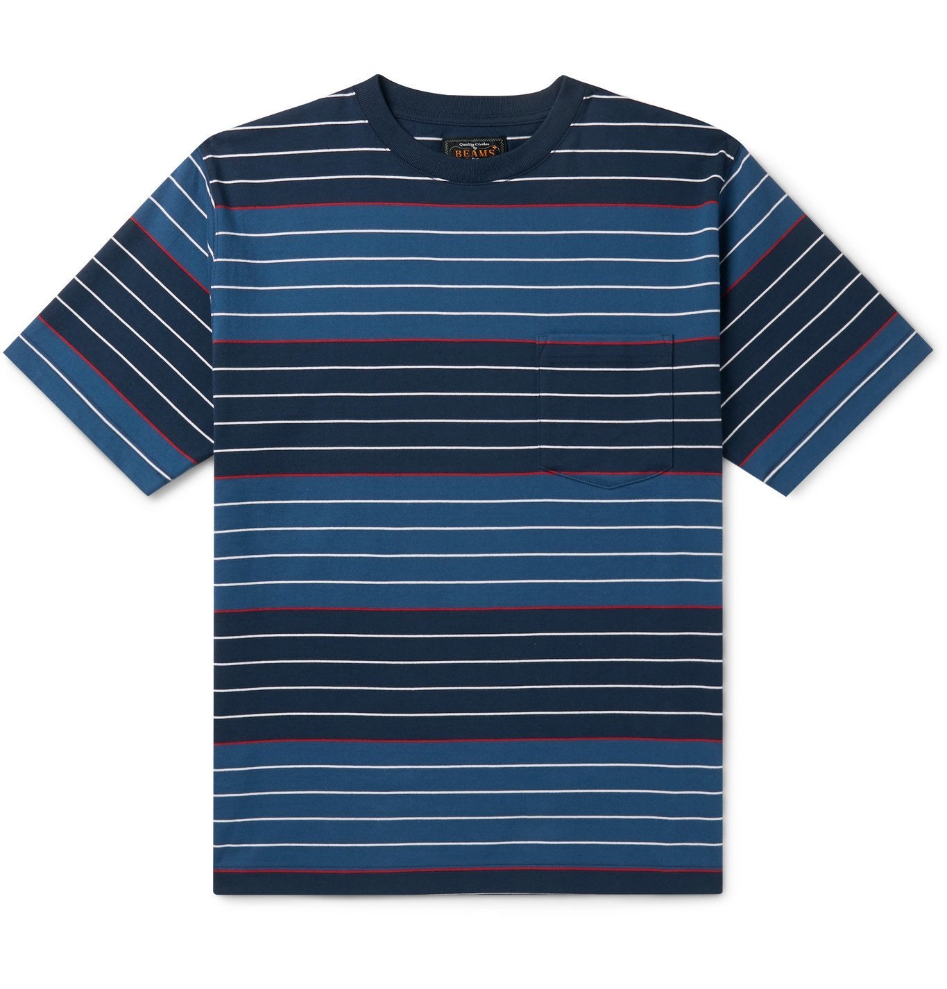 Beams Plus - Striped Cotton-Jersey T-Shirt - Blue Beams Plus