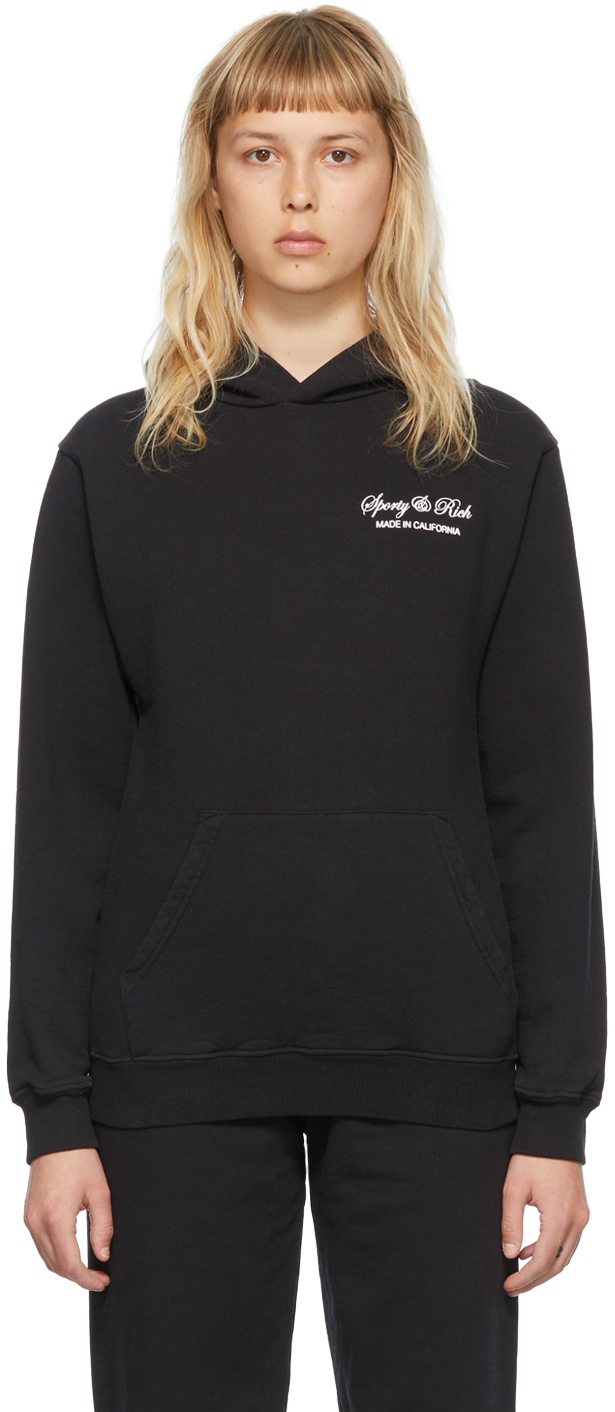 Sporty & Rich Black Cotton Hoodie Sporty & Rich