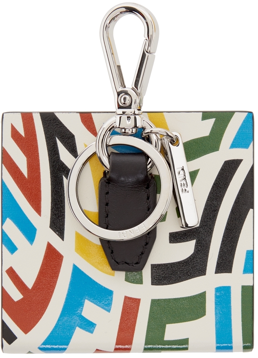 Fendi Navy and Silver Logo Keychain Fendi