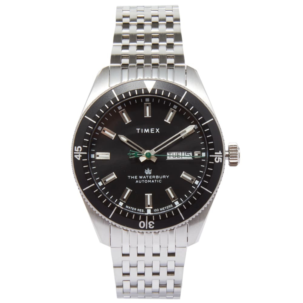 Timex Waterbury Diver Automatic Watch in Silver/Black Timex