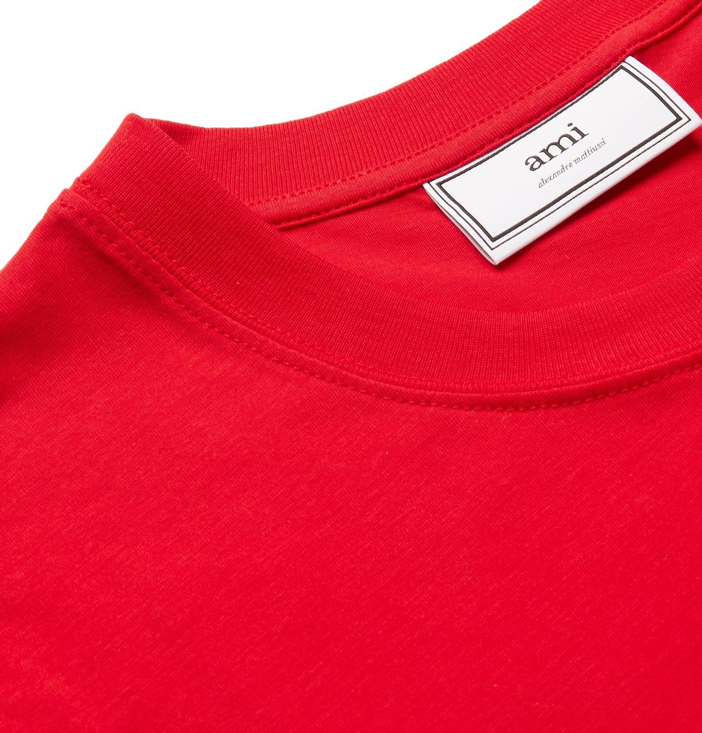 AMI - Logo-Appliquéd Cotton-Jersey T-Shirt - Red AMI