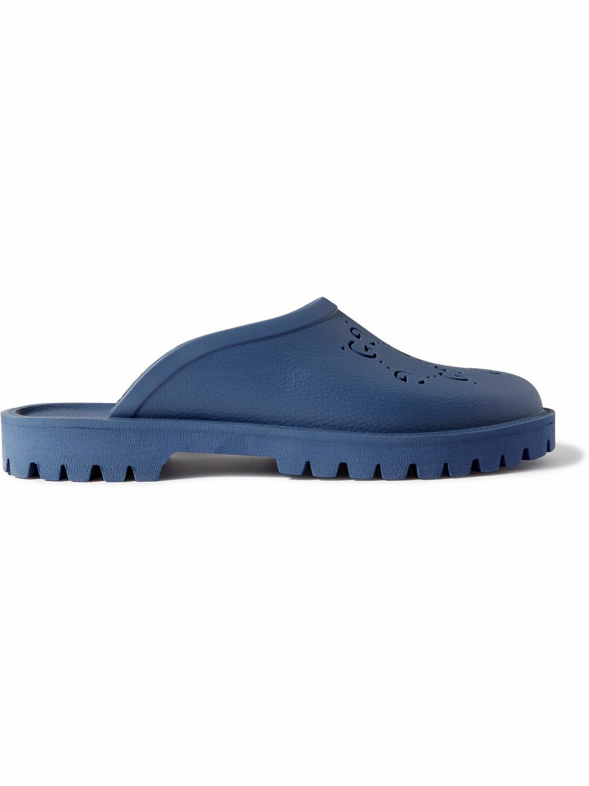 GUCCI - Logo-Perforated Rubber Clogs - Blue Gucci