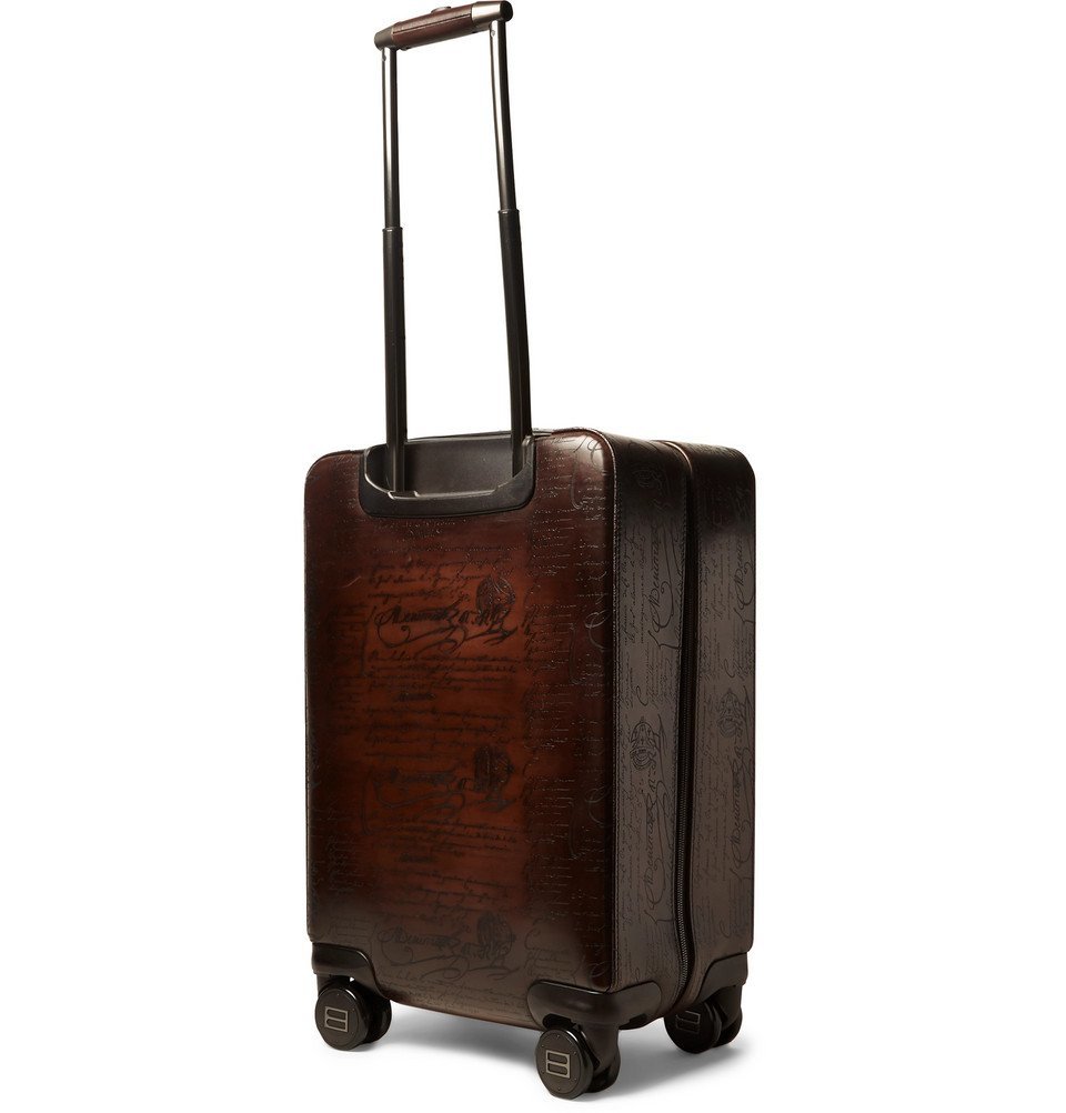 Berluti - Formula 1004 Scritto Leather Rolling Suitcase - Men - Dark ...