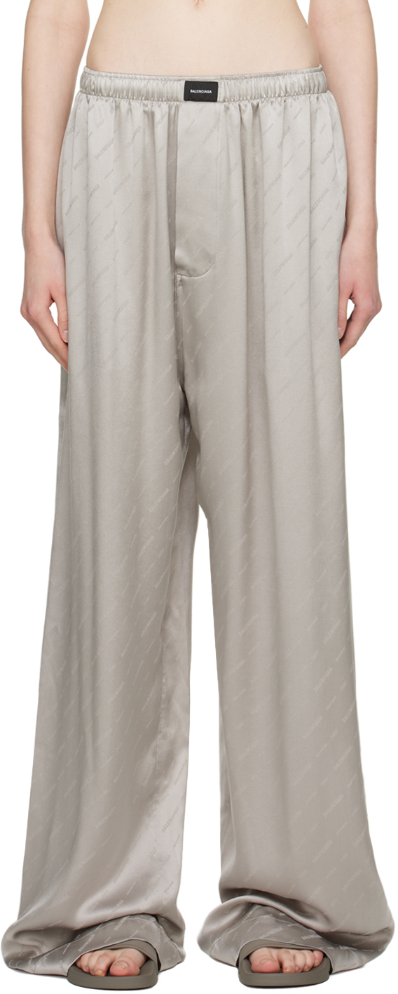Balenciaga Gray Monogram Pyjama Pants Balenciaga