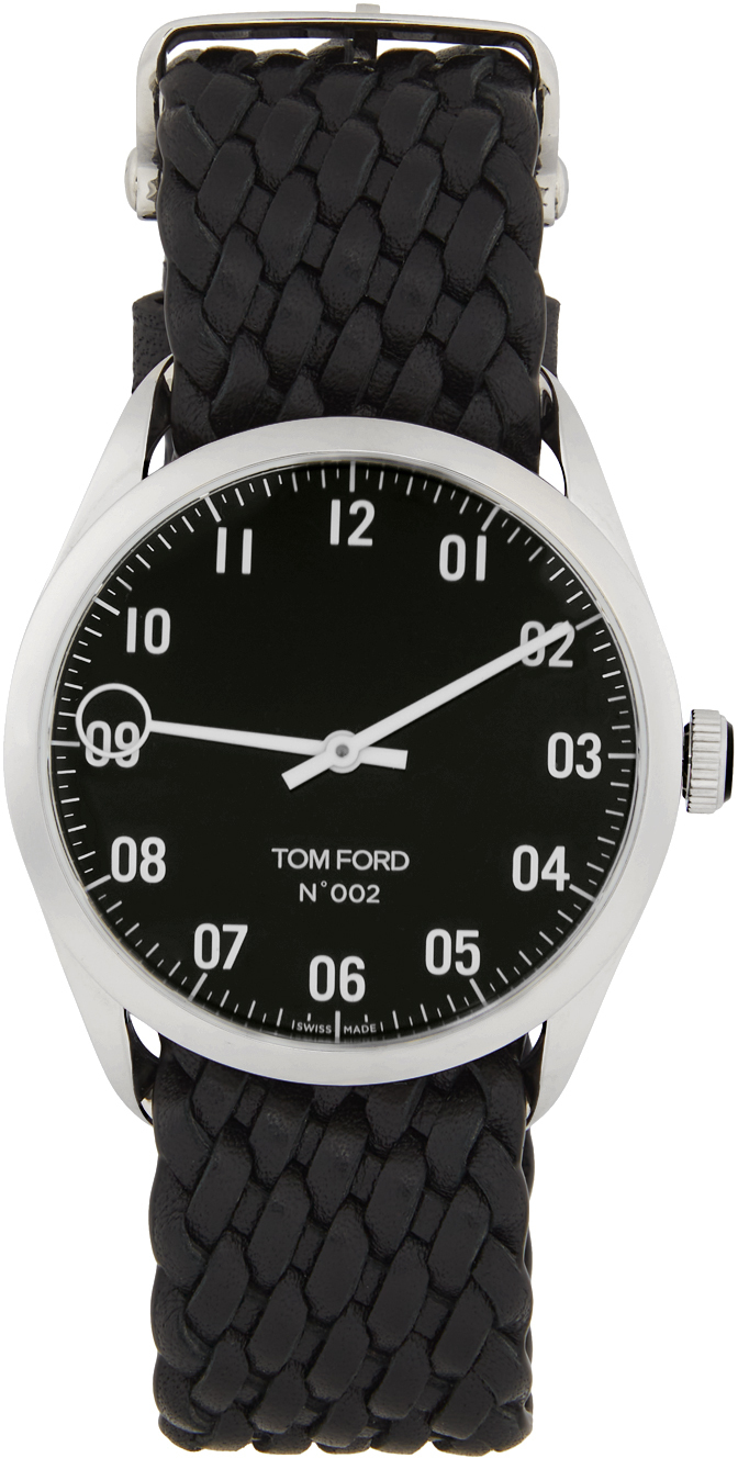 TOM FORD Silver & Black Leather 002 Watch TOM FORD