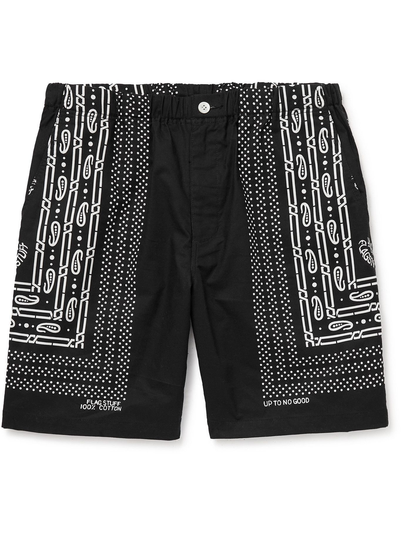 Flagstuff - Wide-Leg Bandana-Print Cotton-Poplin Shorts - Black Flagstuff