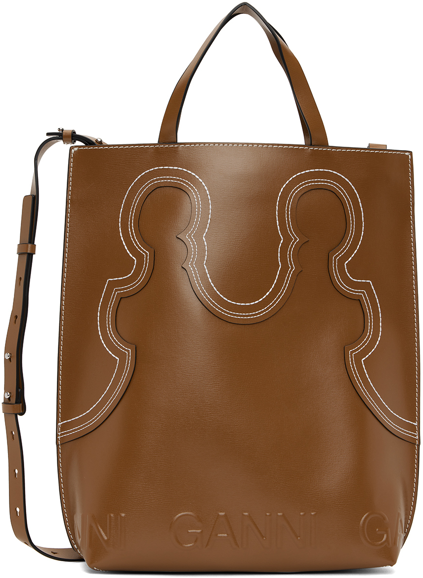 GANNI Brown Medium Western Tote GANNI