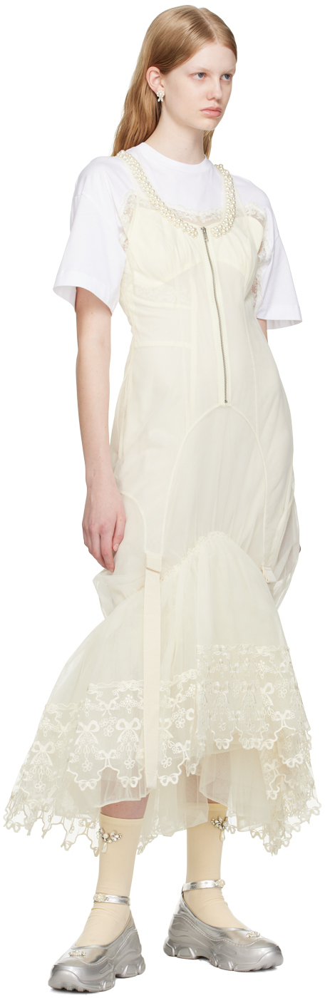 Simone Rocha SSENSE Exclusive Off-White Fitted Zip-Up Maxi Dress Simone ...