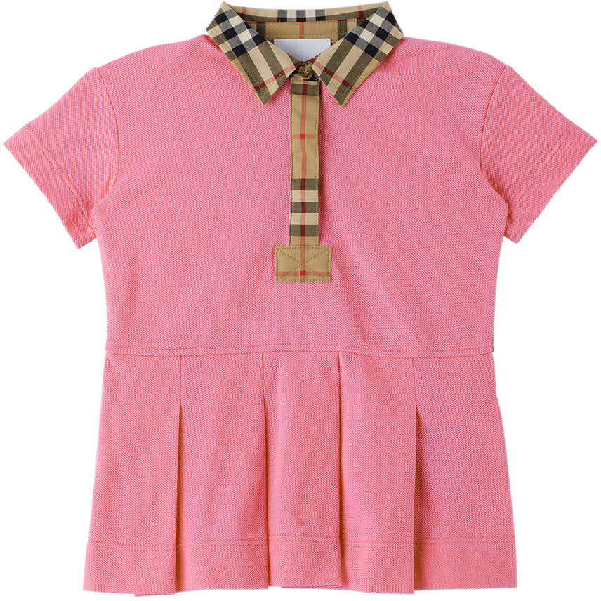 Burberry Baby Pink Vintage Check Trim Dress Burberry