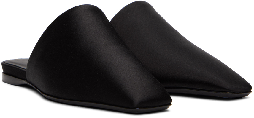 Max Mara Black Satin Slippers Max Mara