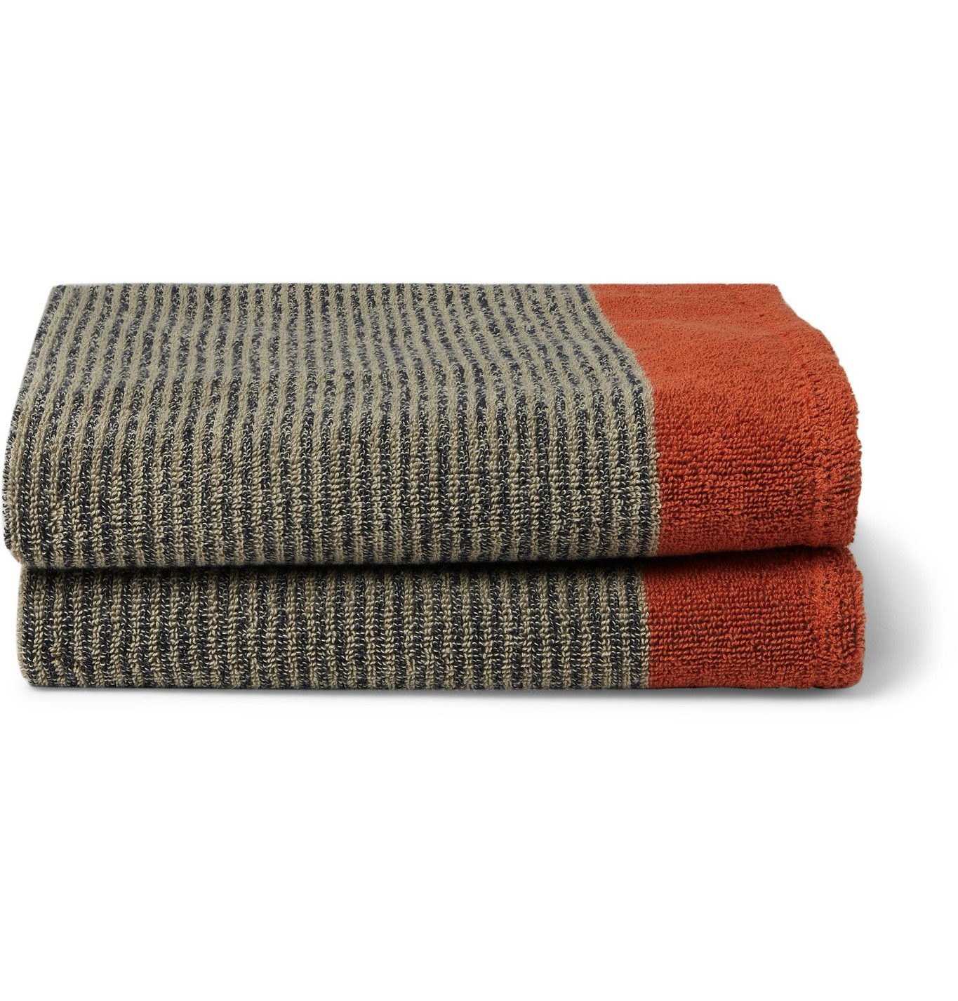 Cleverly Laundry - Set of Two Striped Cotton-Terry Shave Towels - Multi ...