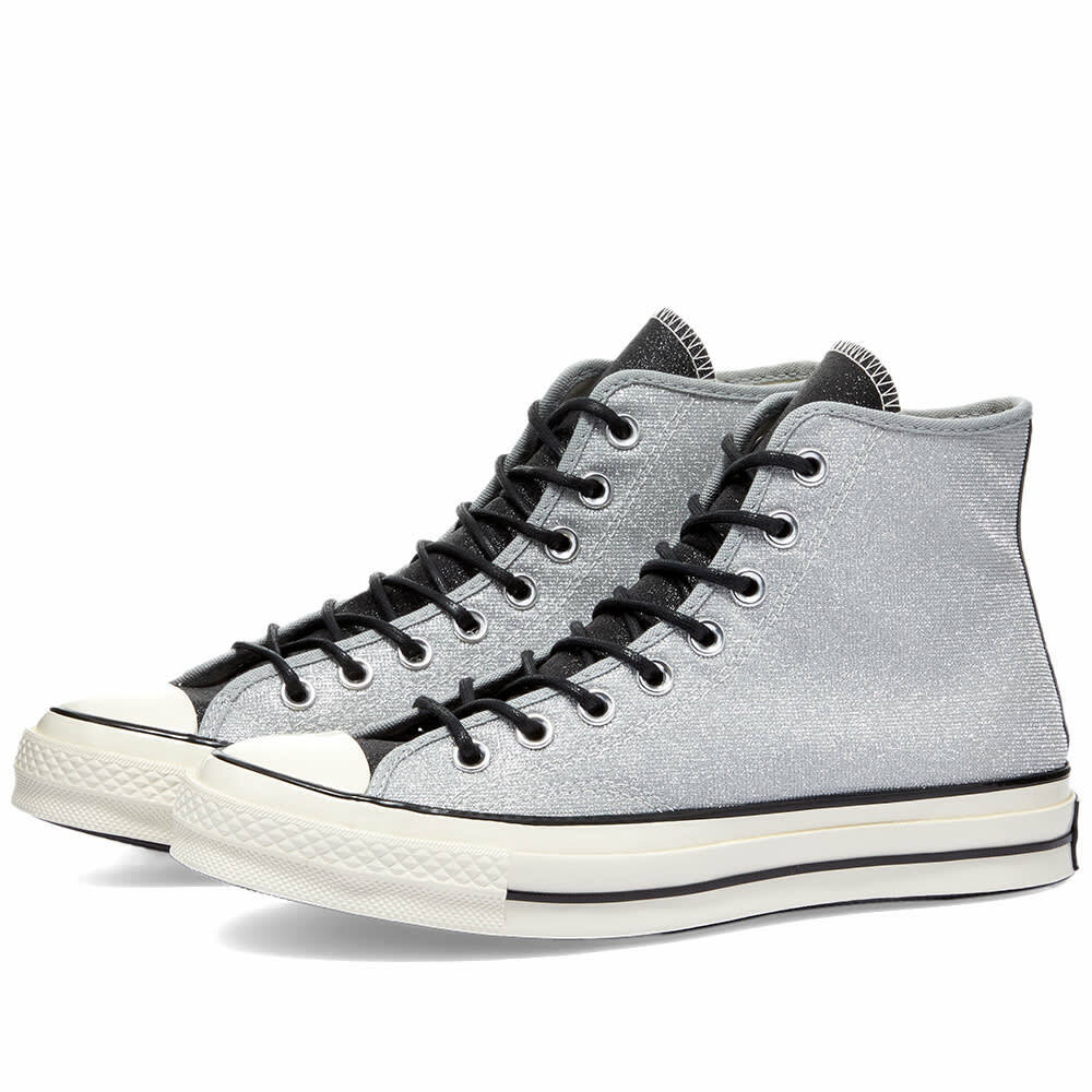 Converse Women's Chuck 70 Hi-Top Glitter Sneakers in Silver/Black/Egret ...