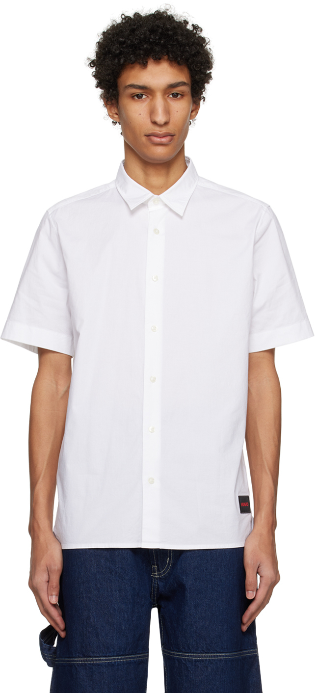Hugo White Patch Shirt Hugo Boss