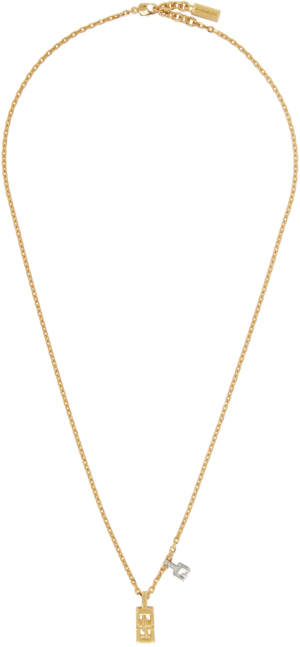Givenchy Gold G Cube Pendant Necklace Givenchy