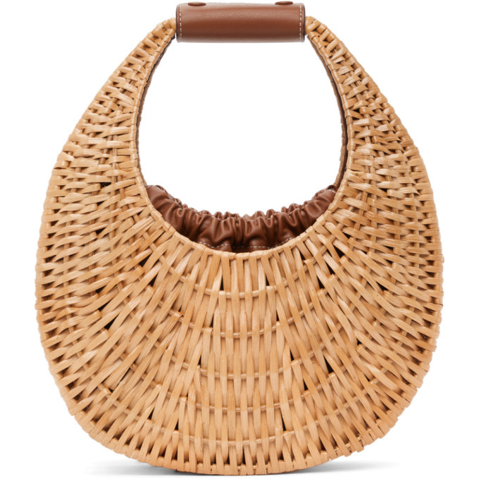 Staud Tan Rattan Moon Bag Staud