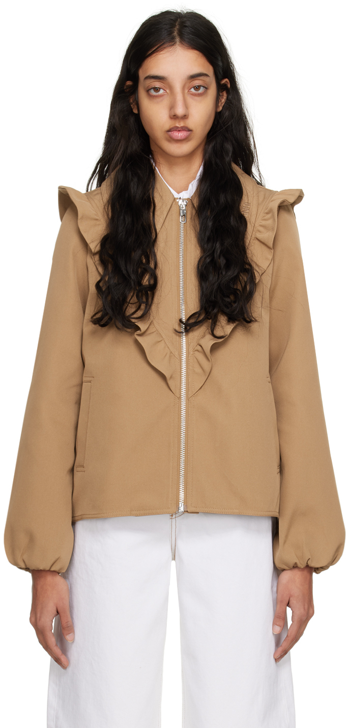 GANNI Tan Frill Jacket GANNI