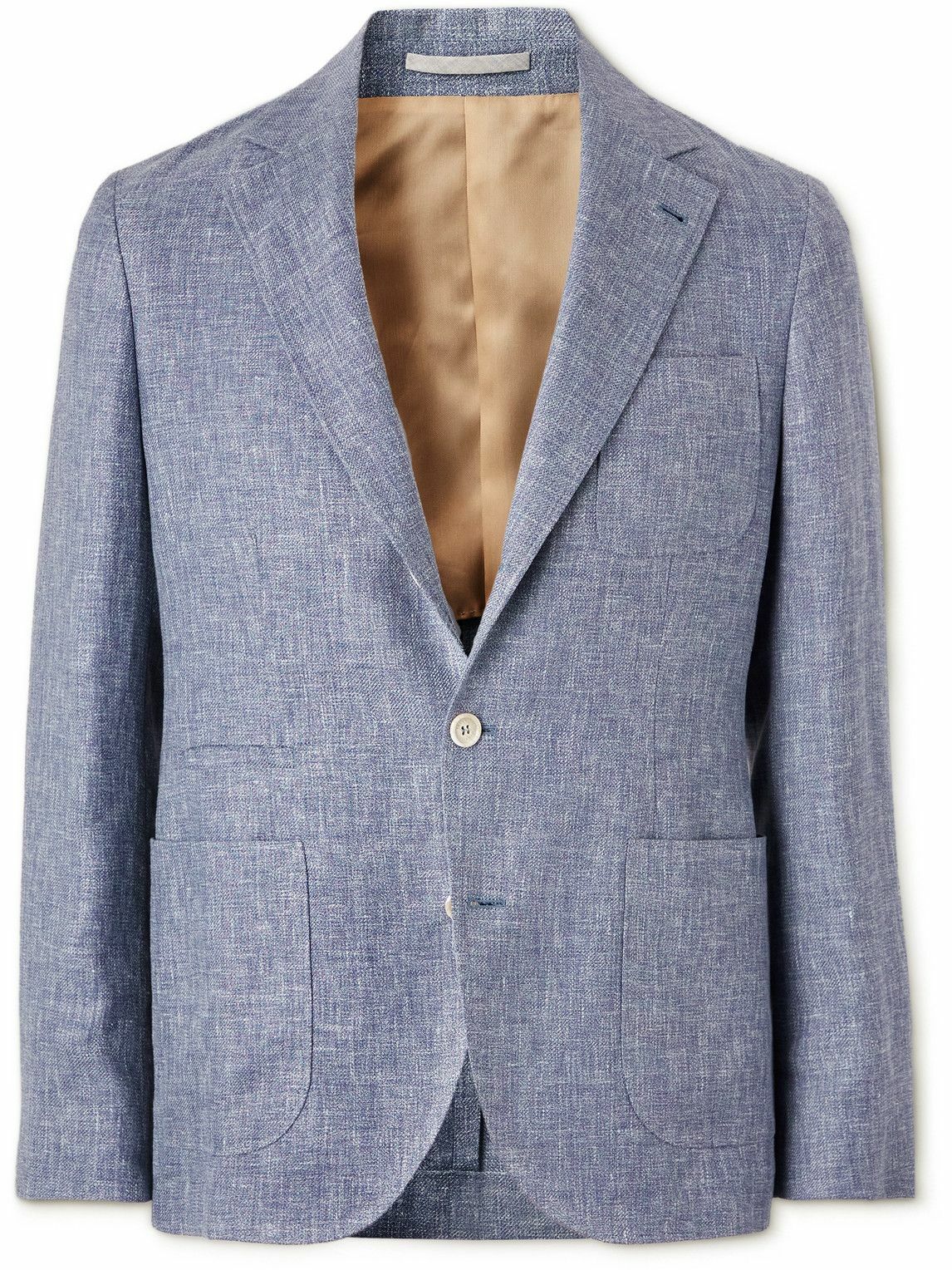 Brunello Cucinelli - Slim-Fit Linen, Wool and Silk-Blend Blazer - Blue ...