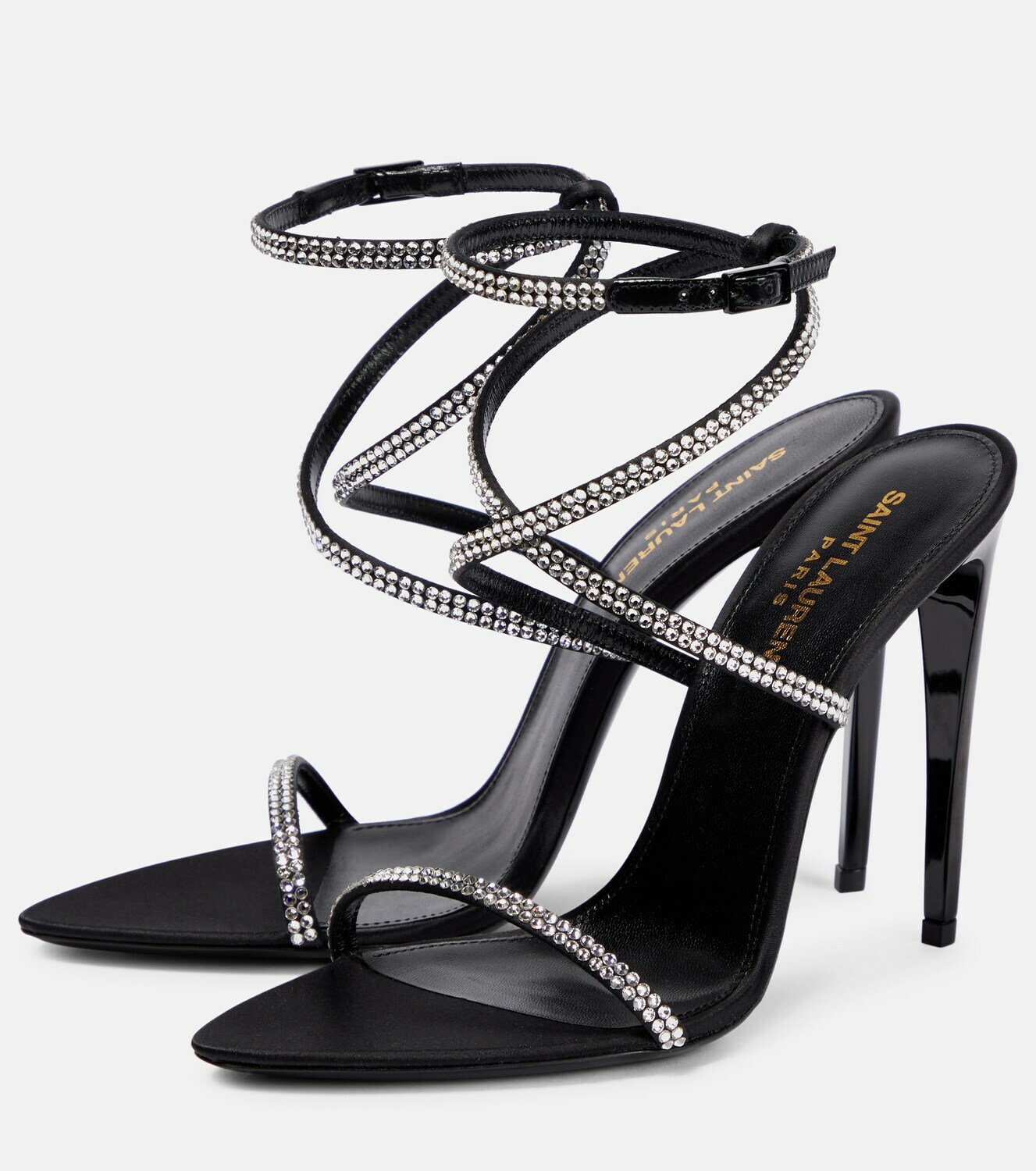 Saint Laurent - Georgia 110 embellished satin sandals Saint Laurent