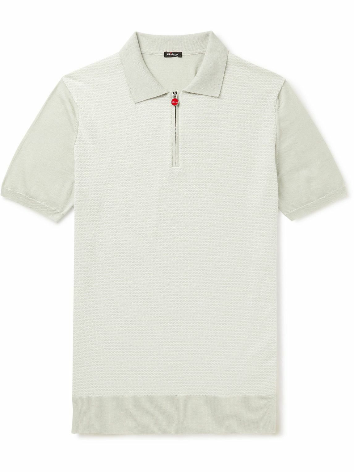 Kiton - Printed Cotton Half-Zip Polo Shirt - Gray Kiton