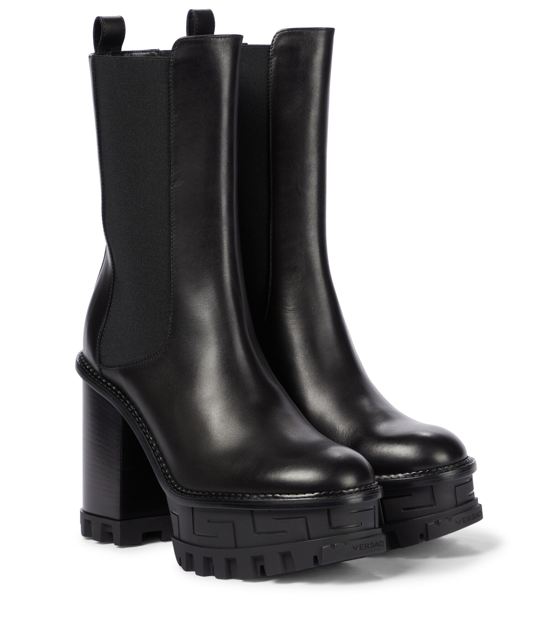 Versace - Greca Labyrinth leather platform ankle boots Versace