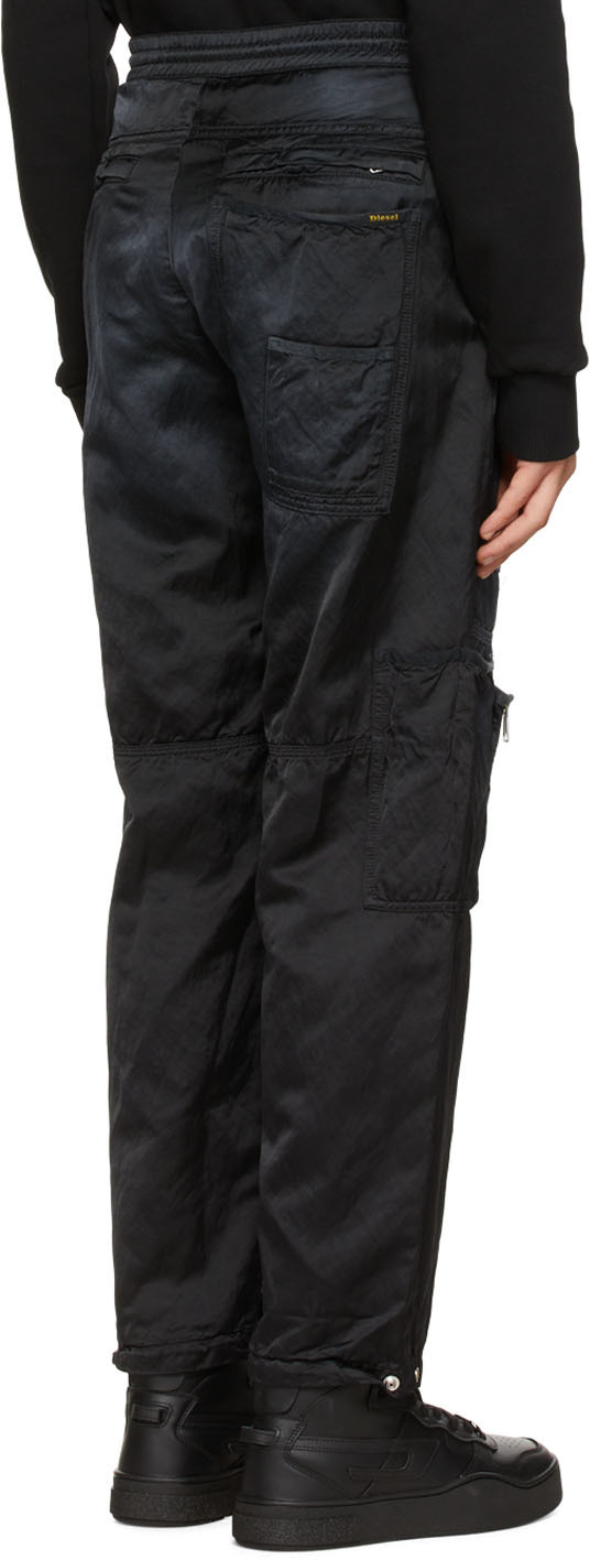 Diesel Black Viscose-Rayon Cargo Pants Diesel