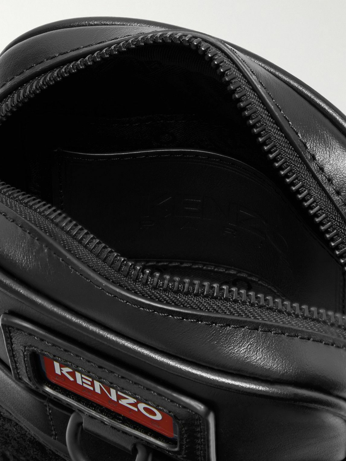 KENZO - Jungle Logo-Appliquéd Leather Messenger Bag Kenzo