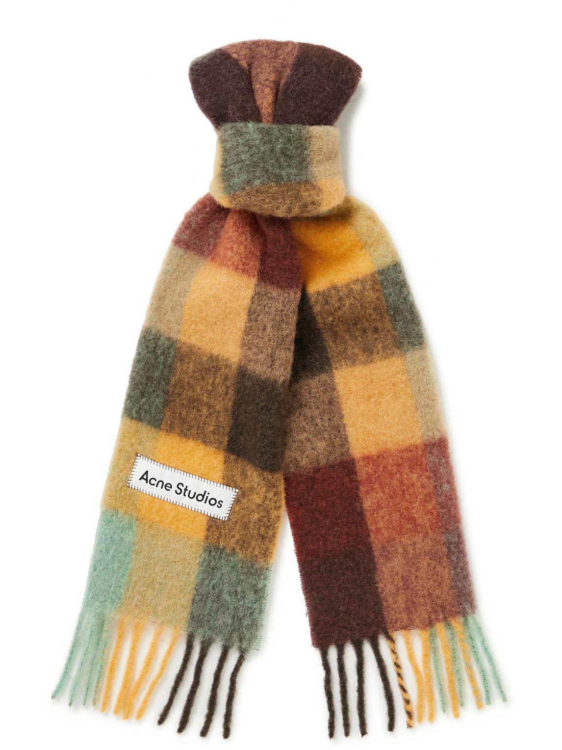 Acne Studios - Vally Fringed Checked Knitted Scarf Acne Studios