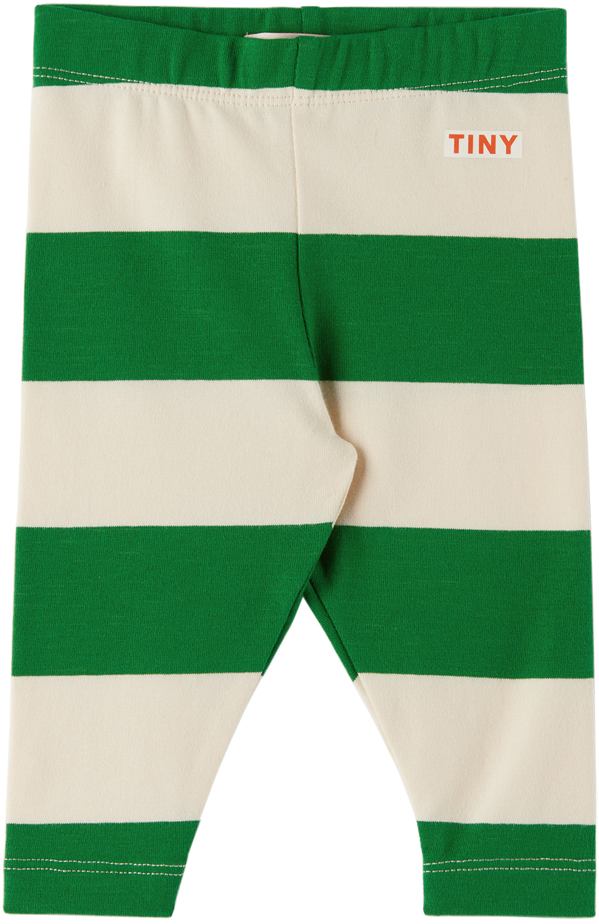 TINYCOTTONS Baby Green & Off-White Stripes Leggings TINYCOTTONS