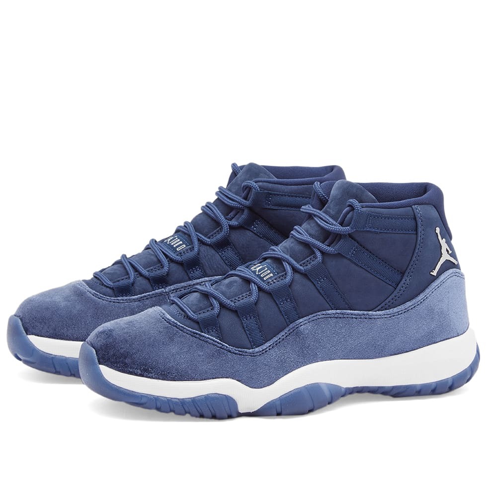 Air Jordan Men's 11 Retro W Sneakers in Midnight Navy/Silver/White Nike ...