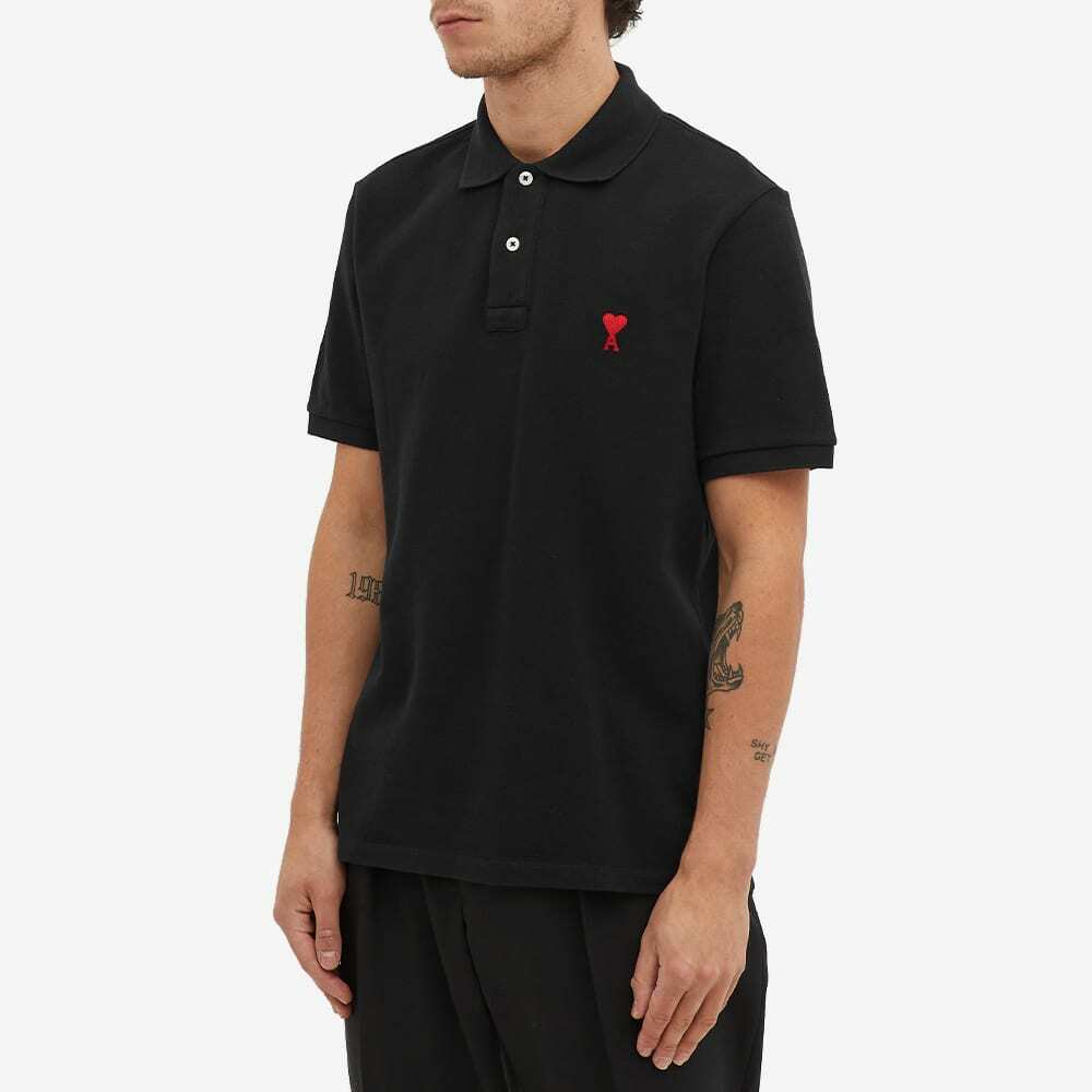 AMI Men's A Heart Logo Polo Shirt in Black AMI