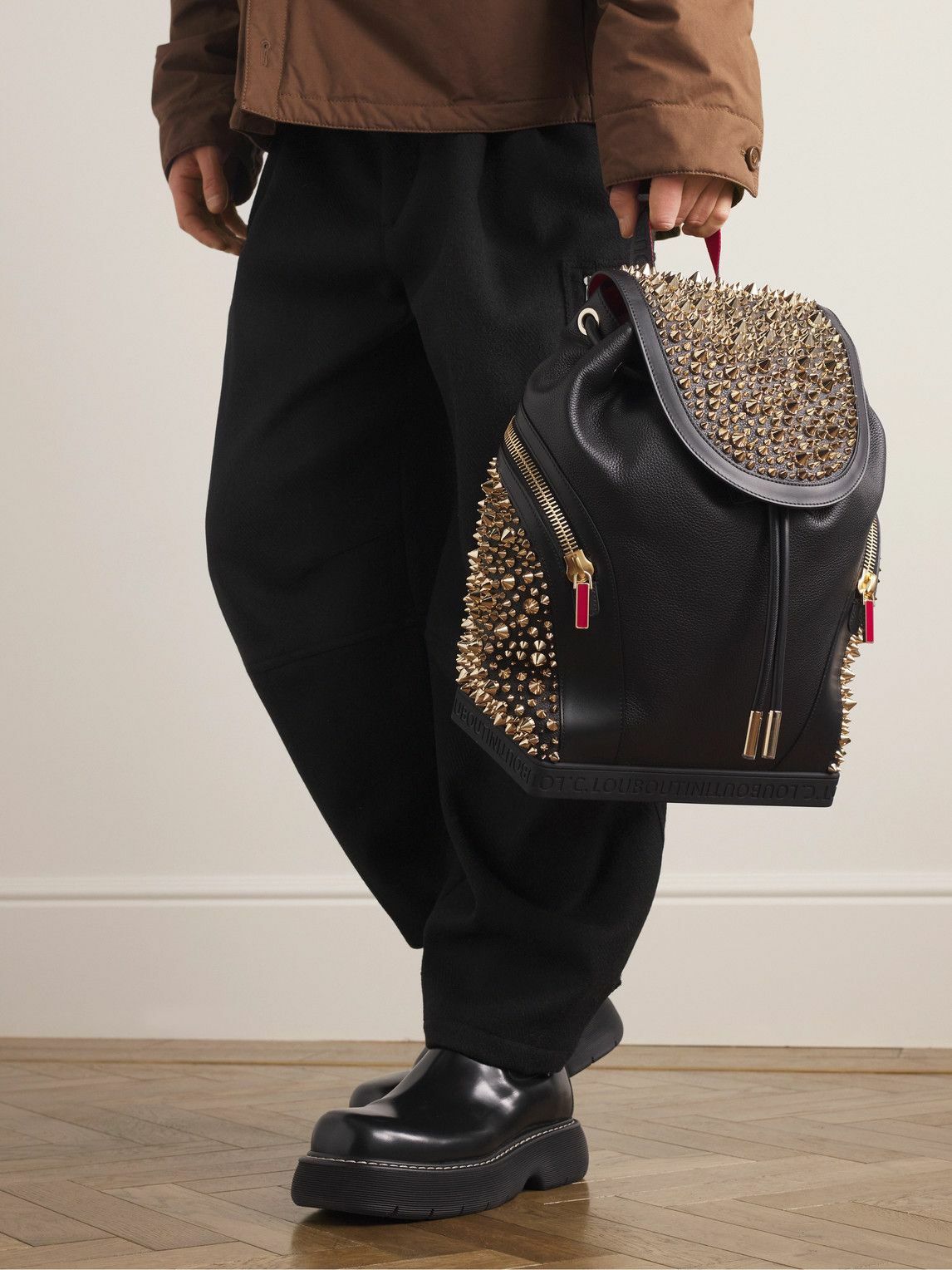 Christian Louboutin - Explorafunk Studded Full-Grain Leather Backpack ...