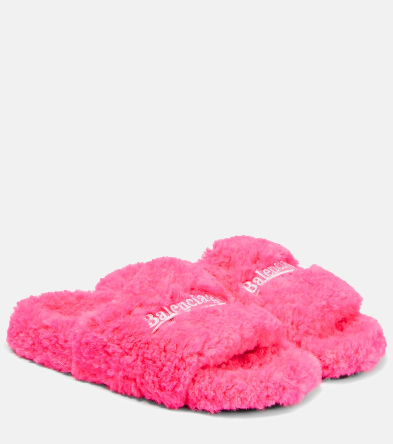 Balenciaga - Furry faux shearling slides Balenciaga