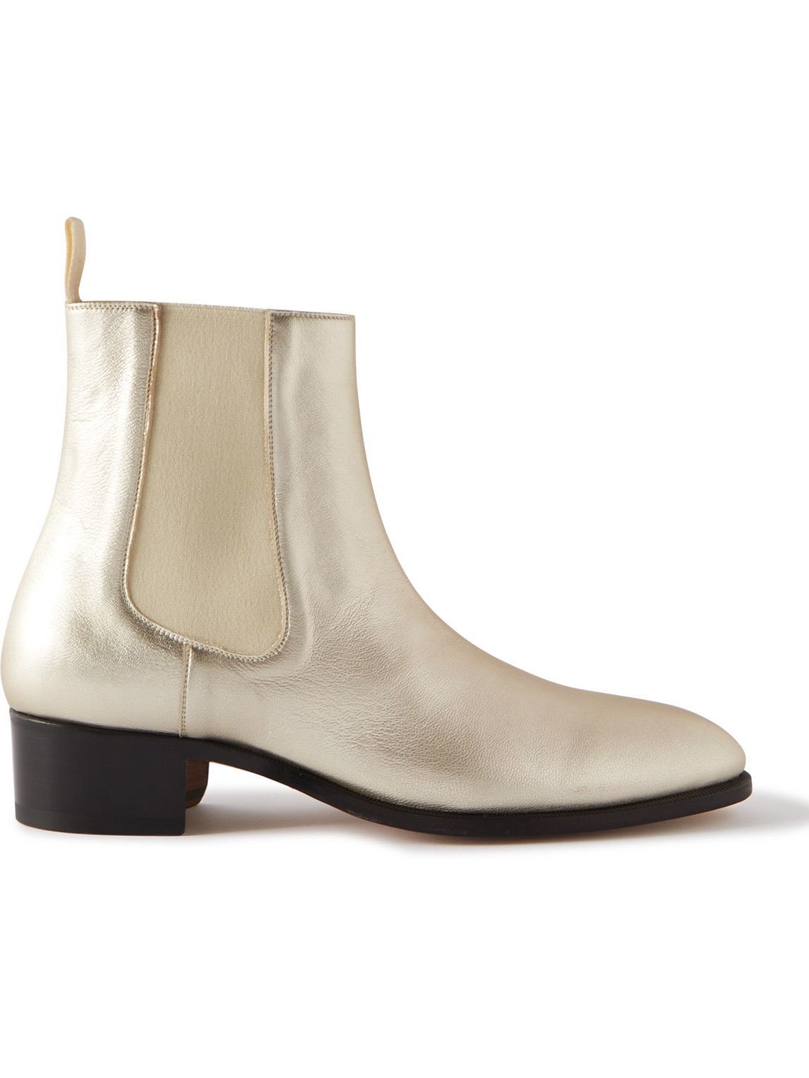 TOM FORD - Metallic Leather Chelsea Boots - Silver TOM FORD