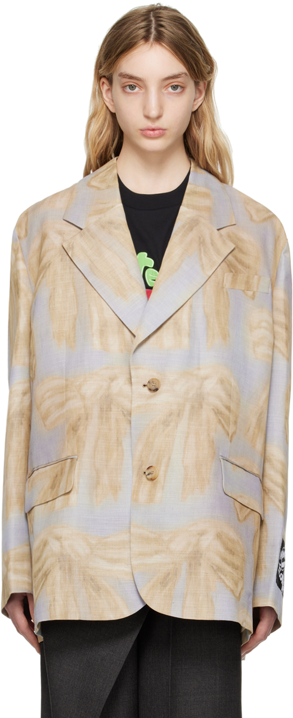 Acne Studios Blue & Beige Printed Blazer Acne Studios
