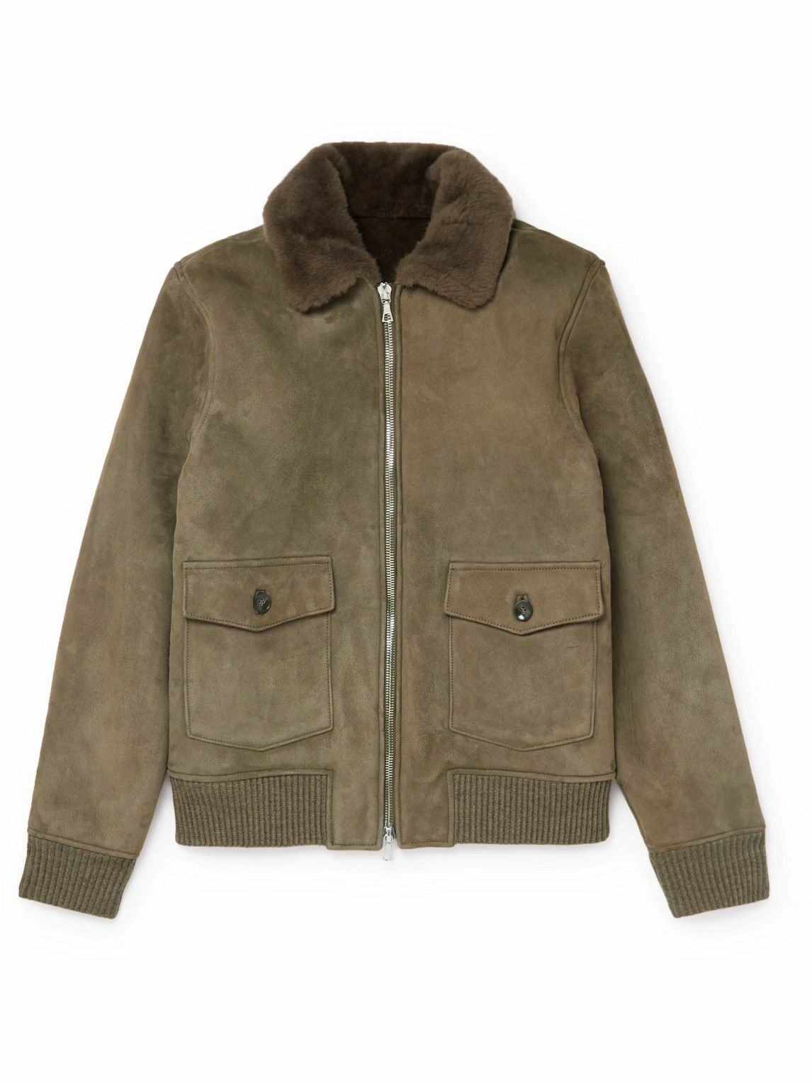 Officine Générale - Collin Shearling-Lined Suede Flight Jacket - Brown ...