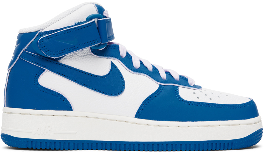 Nike White & Blue Air Force 1 '07 Mid Sneakers Nike