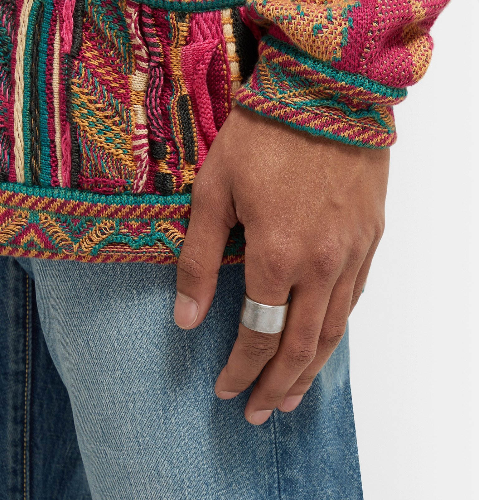 Peyote Bird - Ingot Burnished Sterling Silver Ring - Silver Peyote Bird