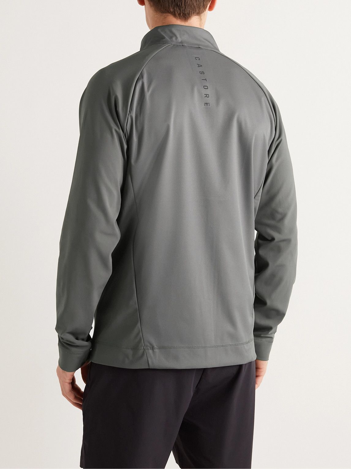 Castore - Logo-Print Fleece-Back Stretch-Shell Jacket - Gray CASTORE