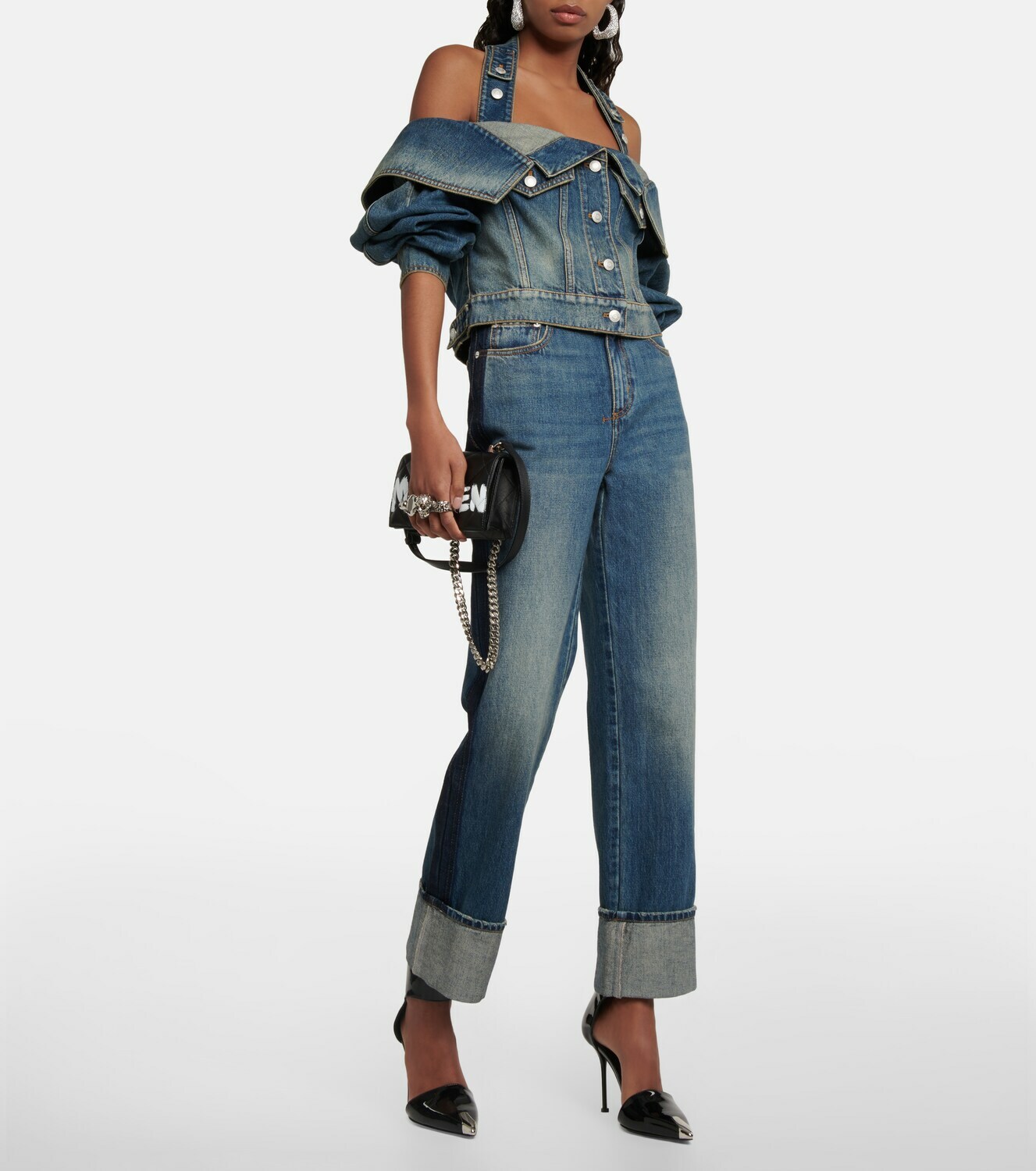 Alexander McQueen - Off-shoulder denim jacket Alexander McQueen