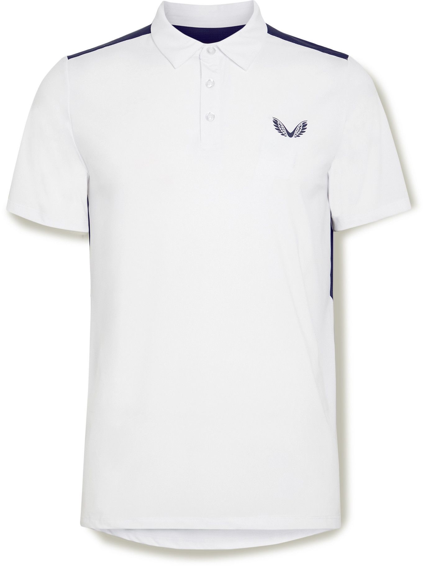 CASTORE - Logo-Print Mesh-Panelled Stretch Tech-Jersey Golf Polo Shirt ...