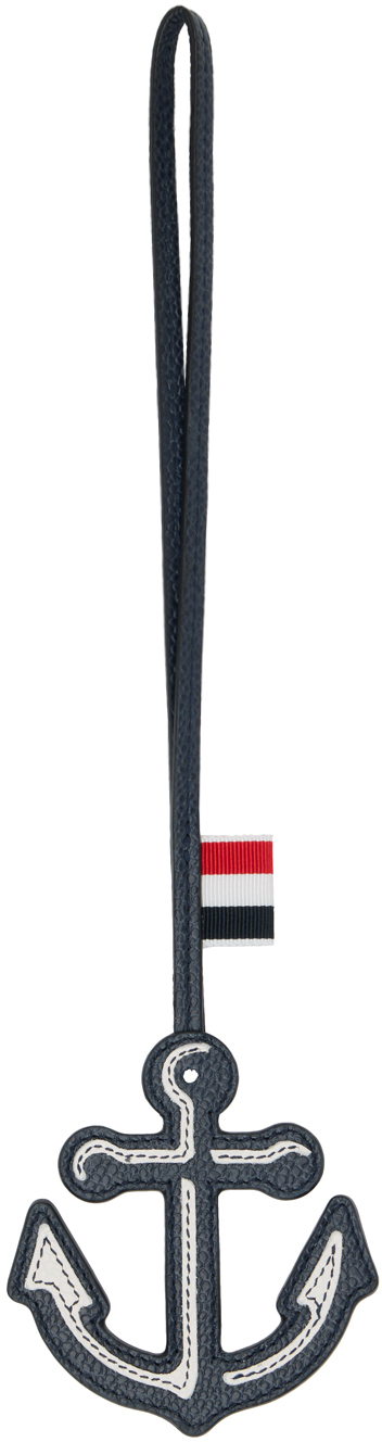 Thom Browne Navy Anchor Charm Keychain Thom Browne