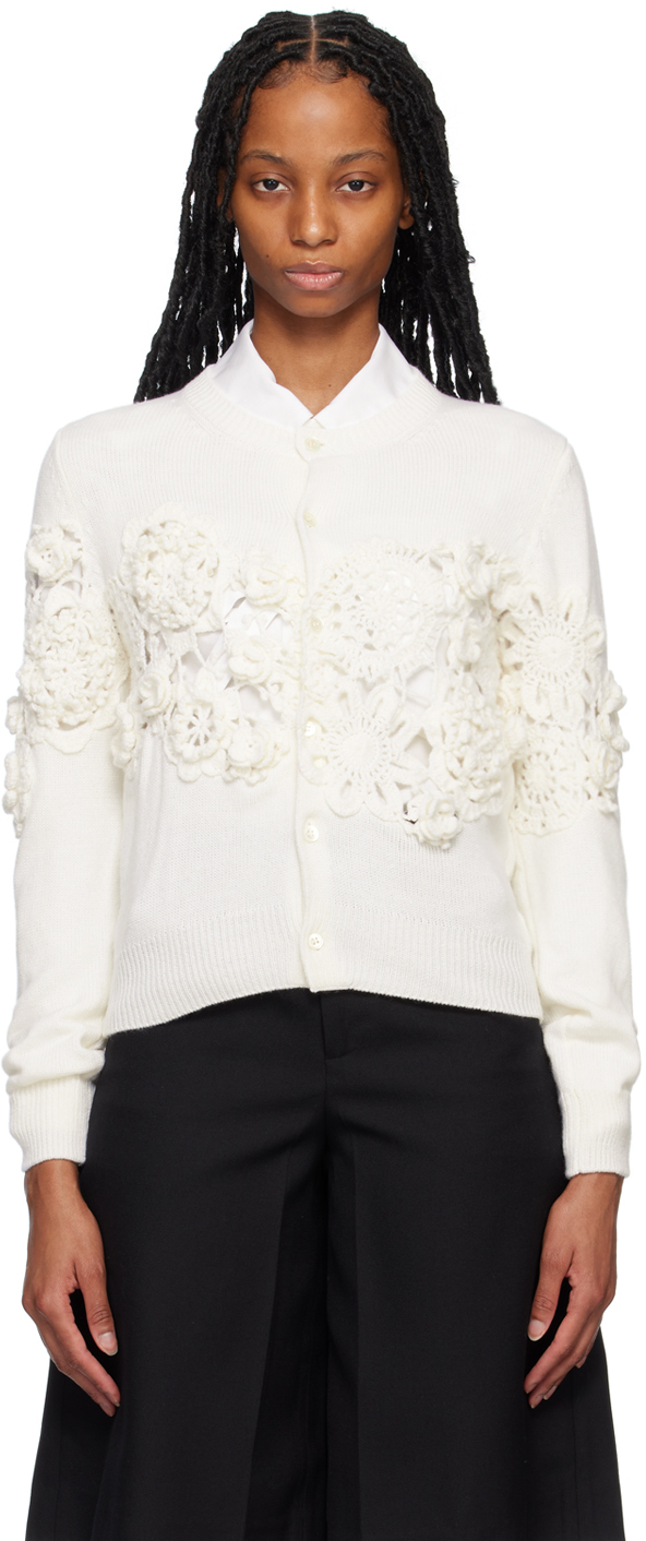 Comme des Garçons Girl White Floral Cardigan Comme des Garcons Girl