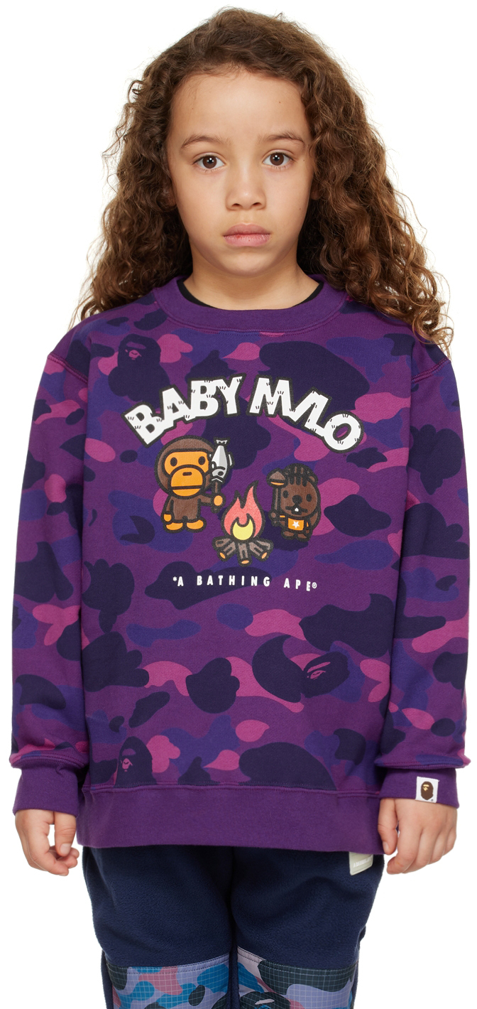 BAPE Kids Purple Baby Milo Camp Sweatshirt A Bathing Ape