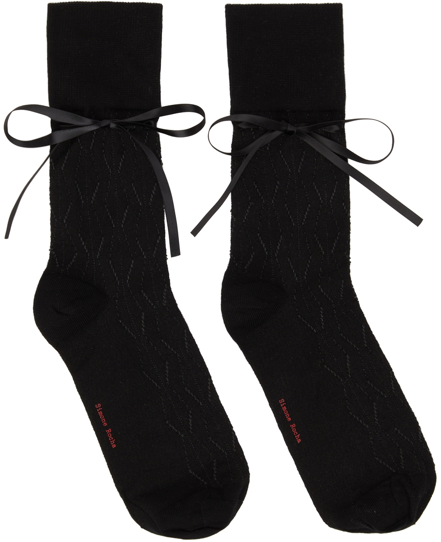 Simone Rocha Black Lace Ribbon Socks Simone Rocha