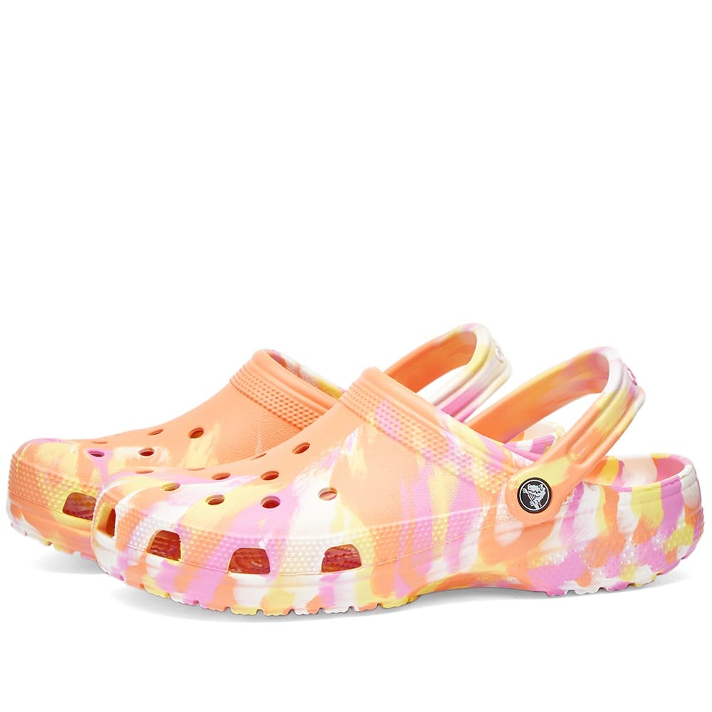 Crocs Women's Classic Marbled Clog in Papaya/Multi Crocs