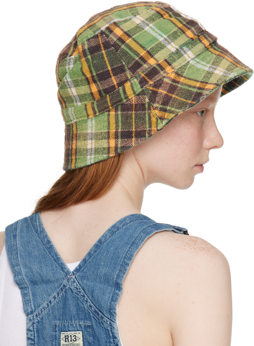 R13 Green Plaid Bucket Hat R13