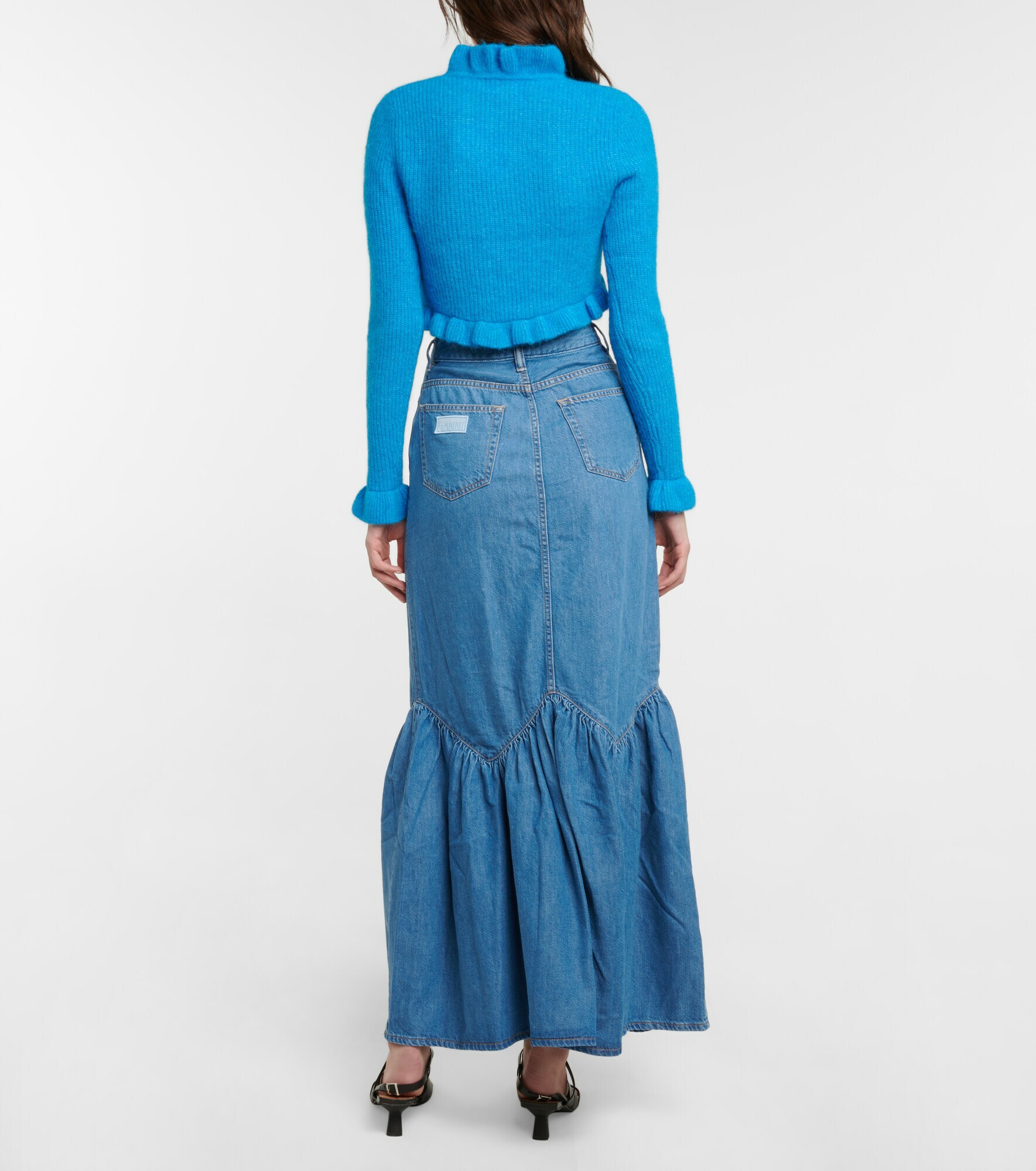Ganni - High-rise denim maxi skirt GANNI