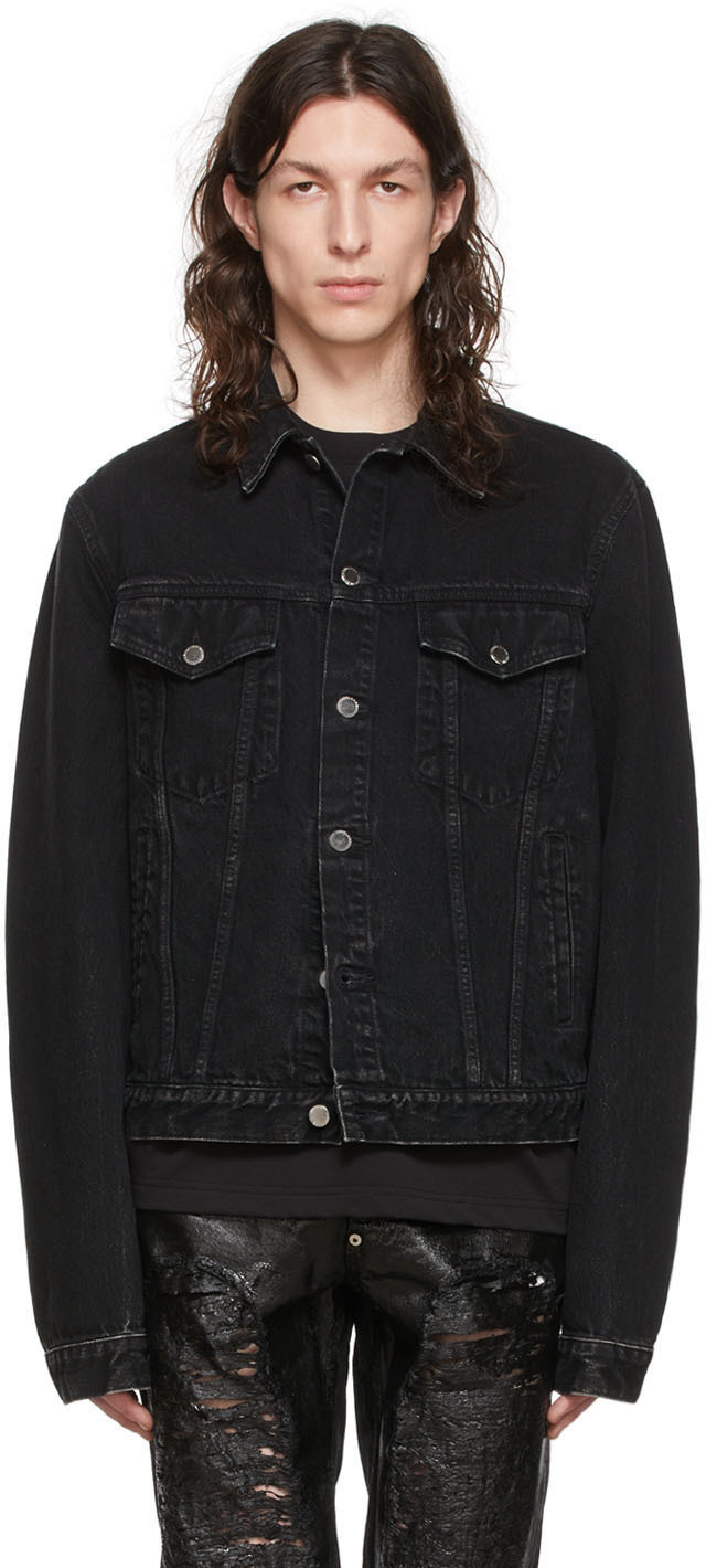 Johnlawrencesullivan Black Denim Shoulder Button Jacket ...
