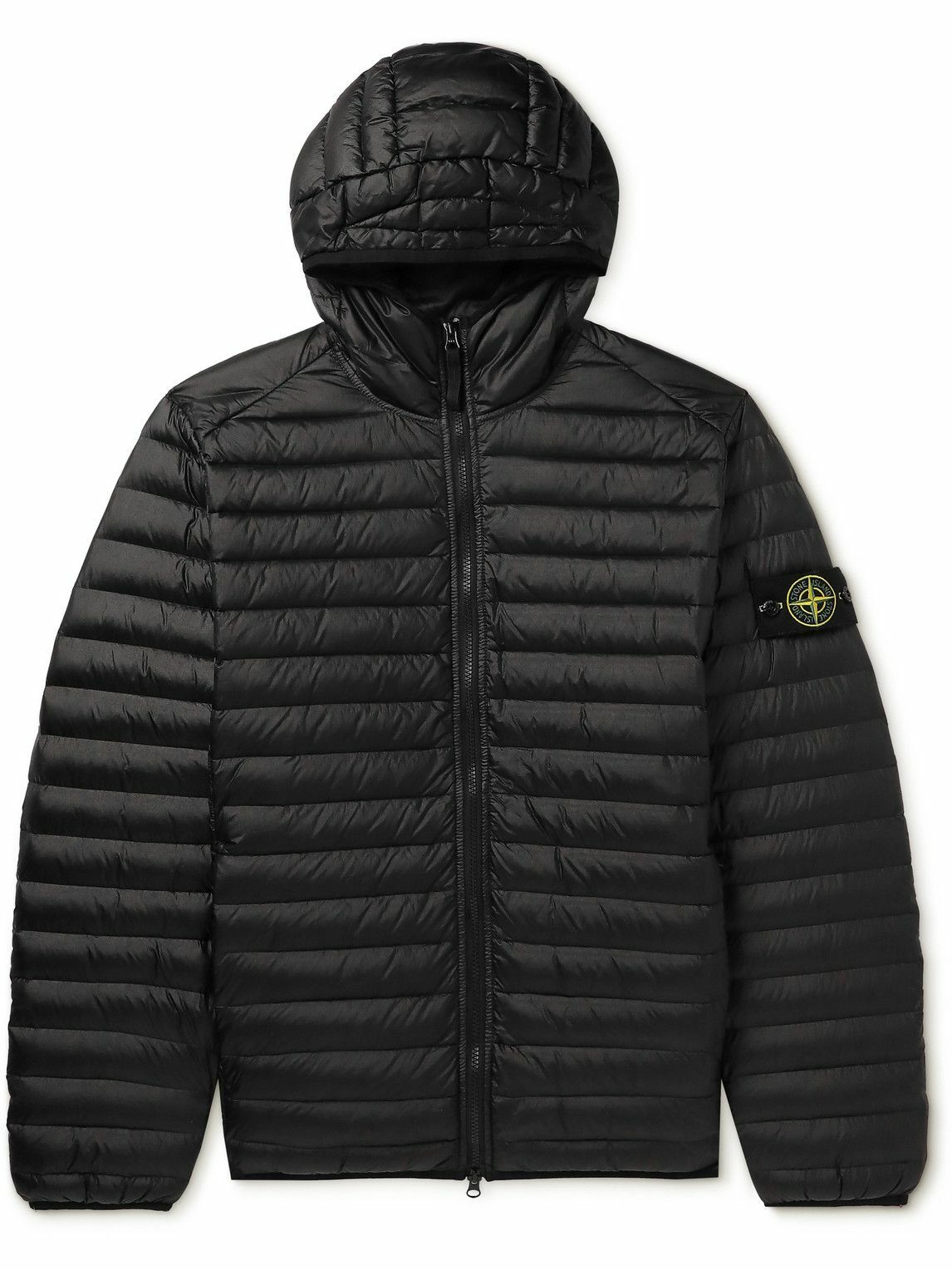 Stone Island - Channel Logo-Appliquéd Quilted Shell Hooded Down Jacket ...