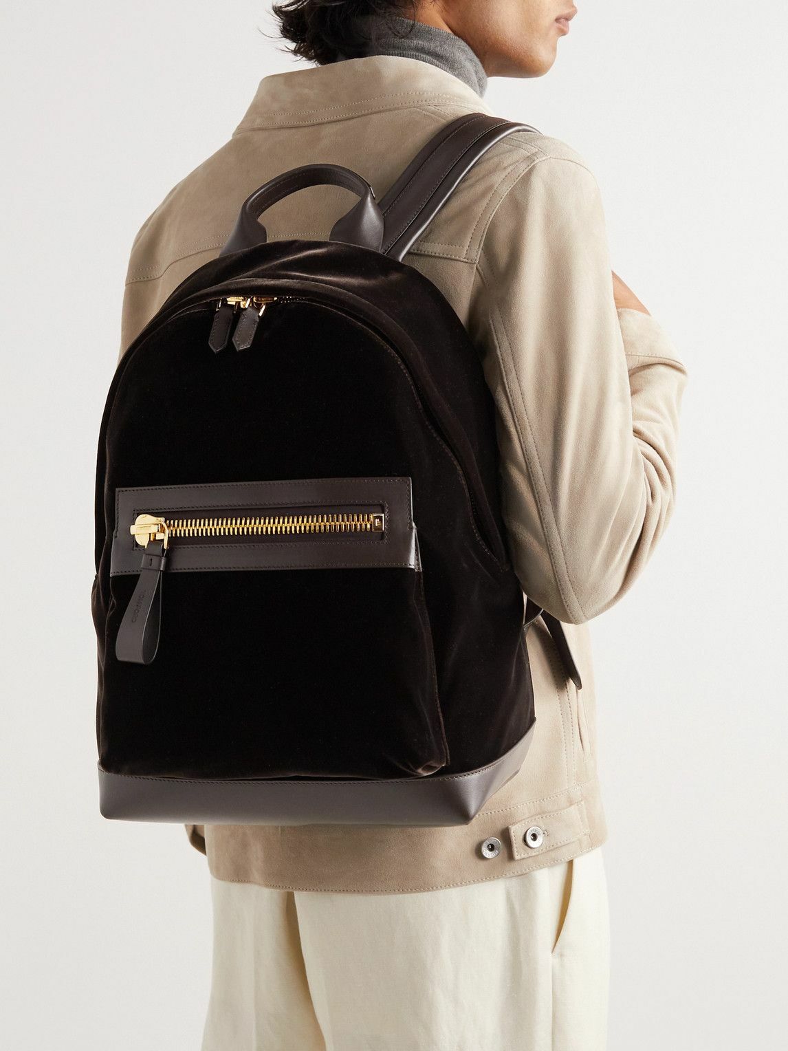 TOM FORD - Buckley Leather-Trimmed Velvet Backpack TOM FORD